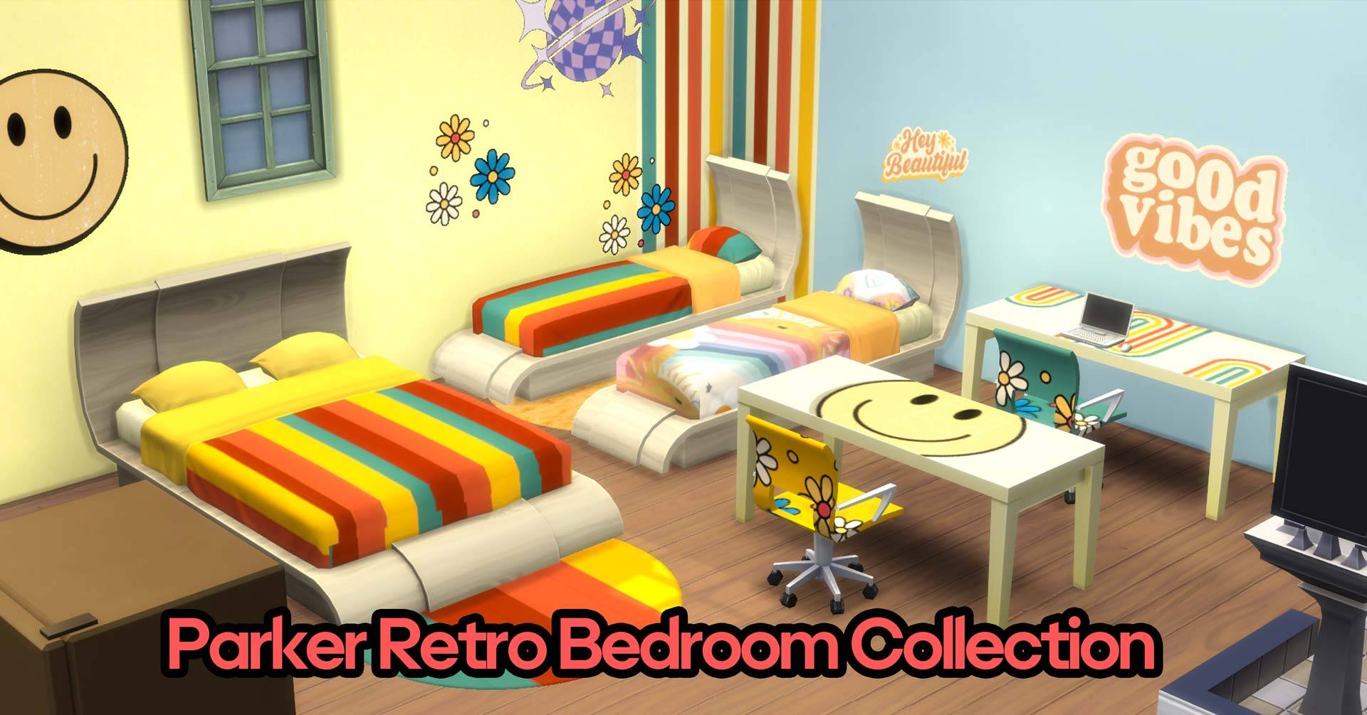 The Sims 4 CC - Parker Retro Bedroom Collection - Simscolony