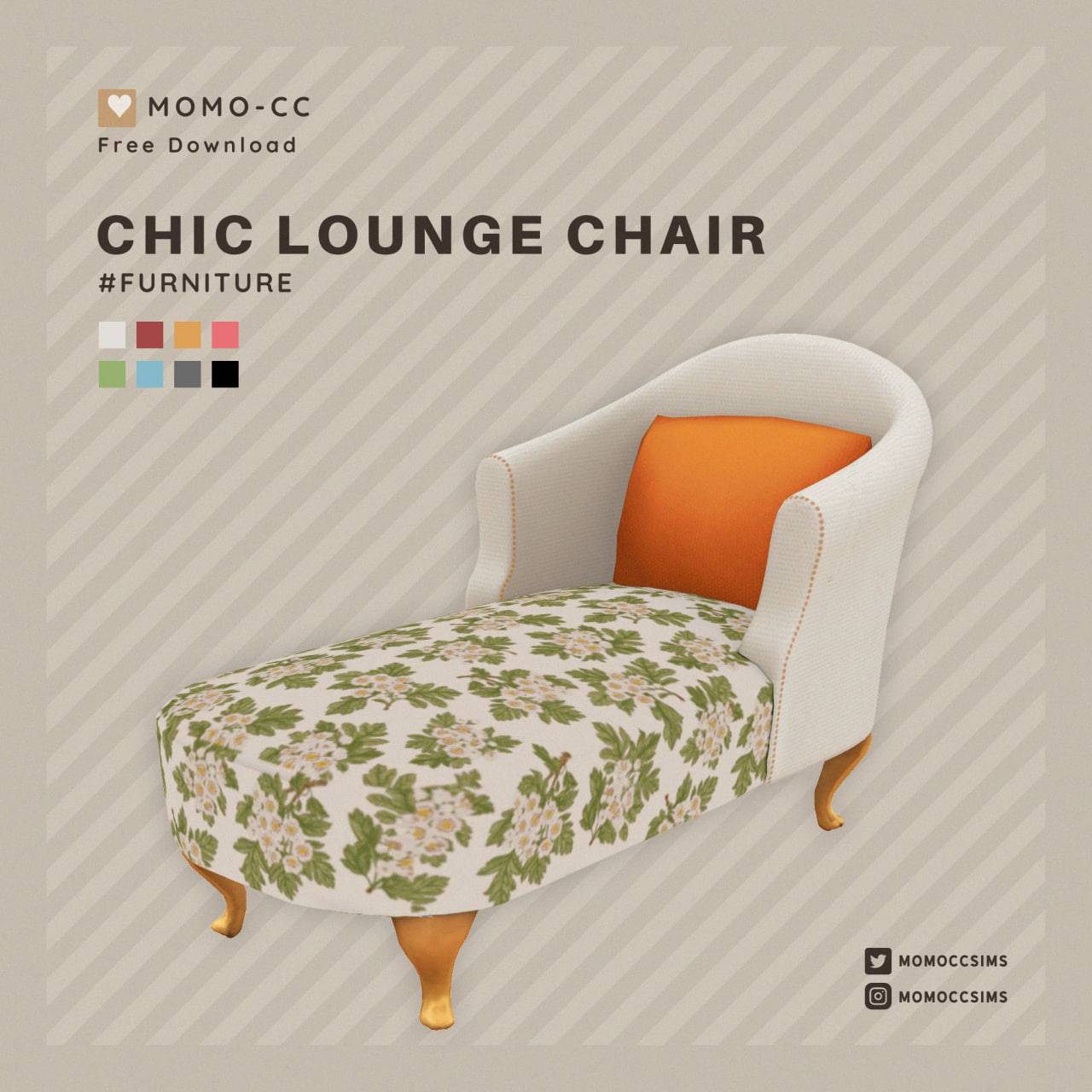 The Sims 4 Mod - CHIC LOUNGE CHAIR by MOMO-CC - Simscolony