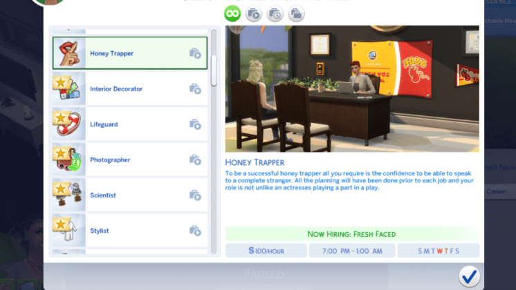 The Sims 4 Mod - Active Career Honey Trap by simawhimhot - Simscolony